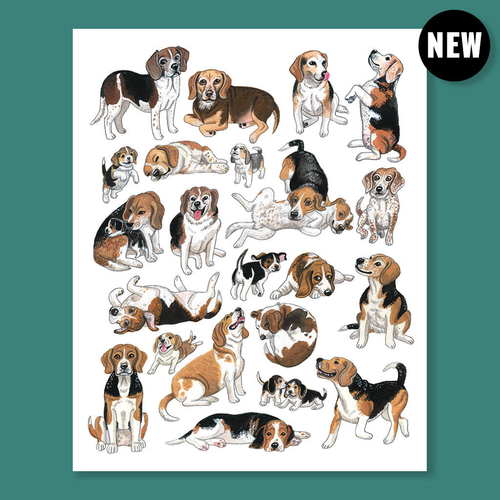 Beagle Dog Art Print by Party Mouse Studio