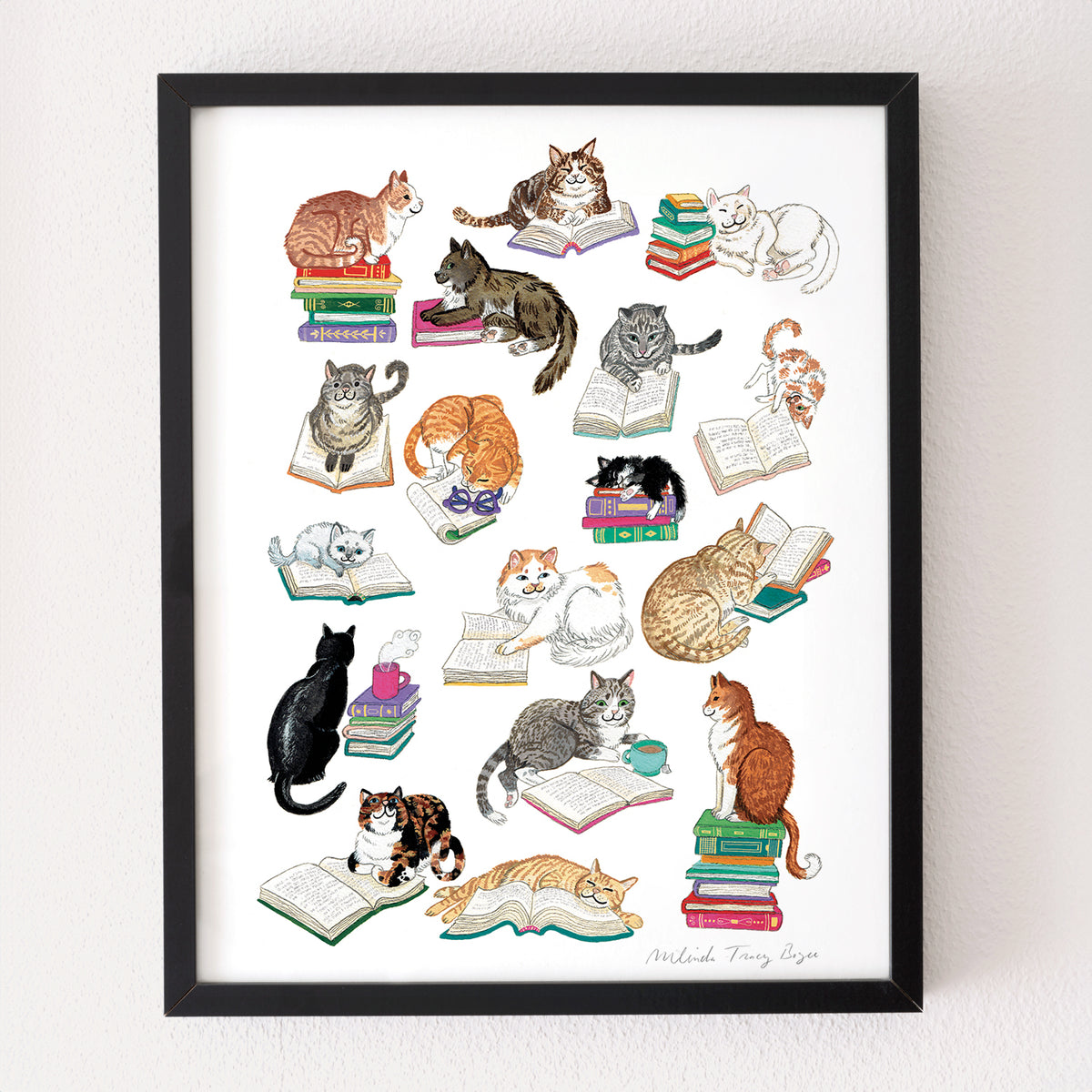 Books & Cats Art Print by Party Mouse Studio