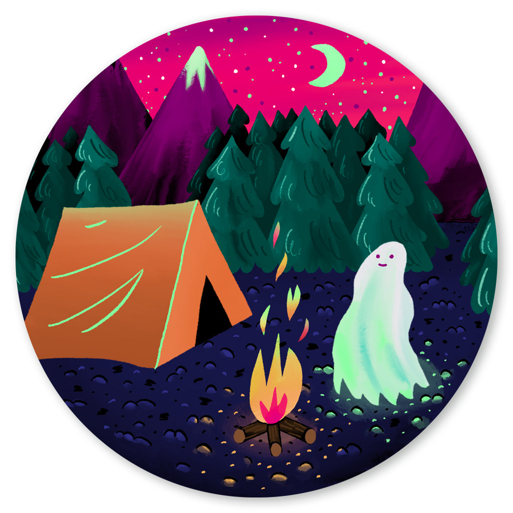 Ghost Camper Sticker by Party Mouse Studio