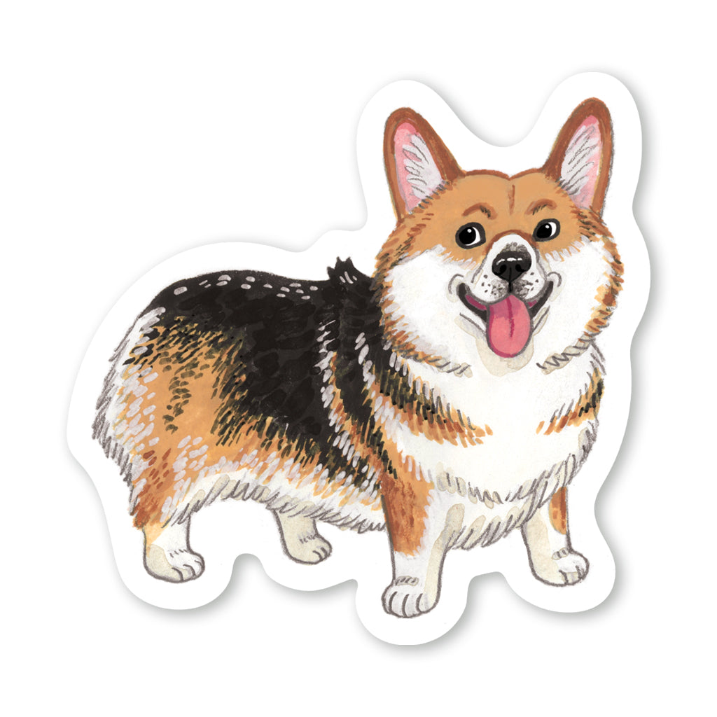 Tri-Color Corgi Sticker by Party Mouse Studio