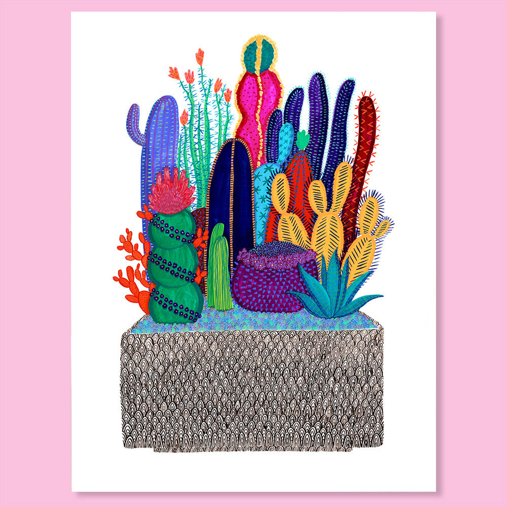 Cactus Box Art Print by Party Mouse Studio