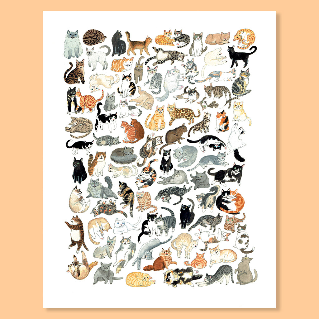 Cat Clutter Art Print by Party Mouse Studio