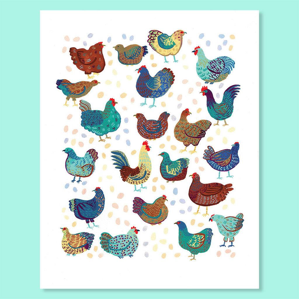 Chicken Crew Art Print by Party Mouse Studio