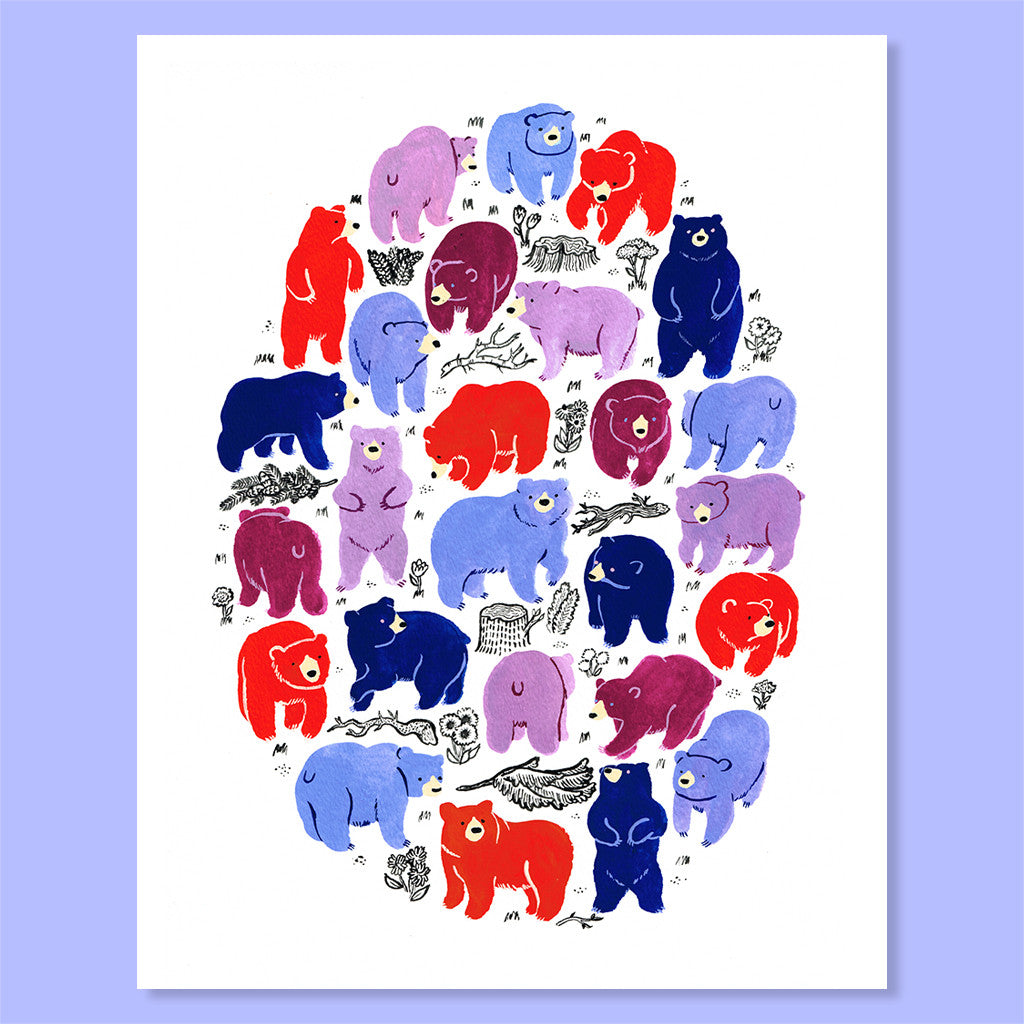 Forage Bear Art Print by Party Mouse Studio