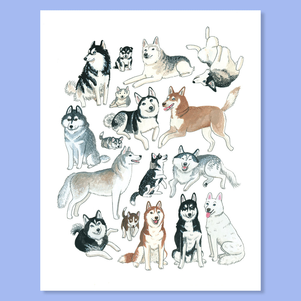Husky Dog Art Print by Party Mouse Studio