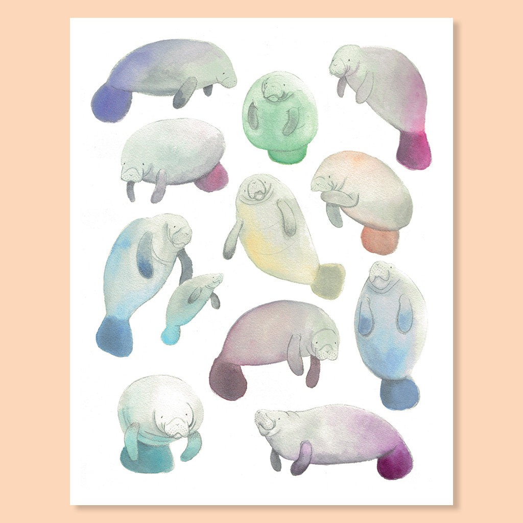 Manatee Art Print by Party Mouse Studio